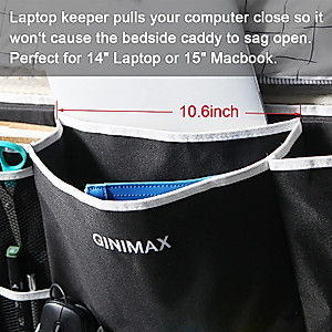 GINIMAX Bedside Caddy - Dorm Room Essentials | Large Size 23"x12" | Under Couch Mattress | Bedside Storage Organizer for TV Remote Control, Mobile Phones, Magazines, Laptops, Glasses