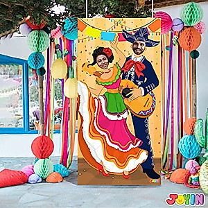 JOYIN Cinco de Mayo Fiesta Couple Photo Door Banner for Party Supplies, Mexican Photography Backdrop Decoration, Mexican Theme Photo Booth Background, Party or Festivals