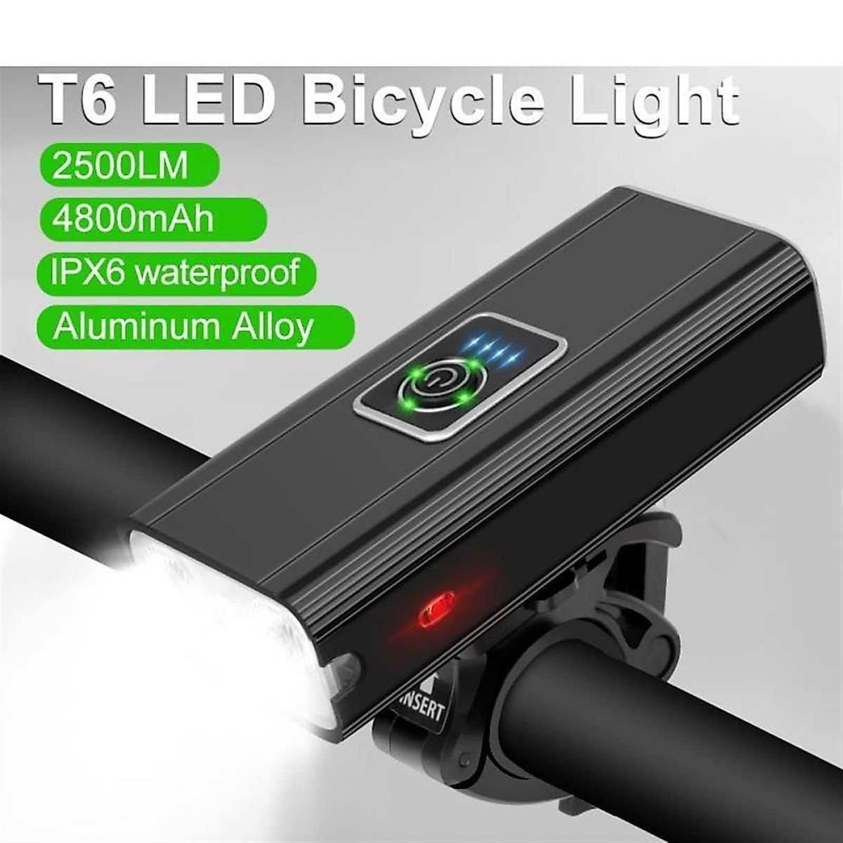 2500Lumen T6 Bicycle Light Front Lanterna Bicicleta MTB Headlight Bicycle Lamp Powerful Light for Bicycle Flashlight Lighting (Color : Bike Headlight)