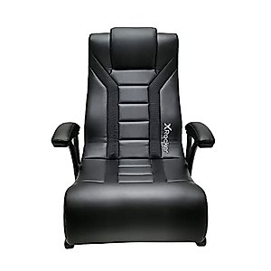 X Rocker Jynx Floor Gaming Chair, Headrest Mounted Speakers, 2.1 Bluetooth Audio System, Wireless, Recliner with Padded Armrest, 5111601, 37.01" x 22.83" x 34.65", Black