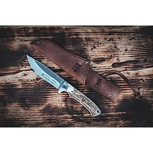 PUMA SGB Teton Staghorn Hunting Knife with Leather Sheath