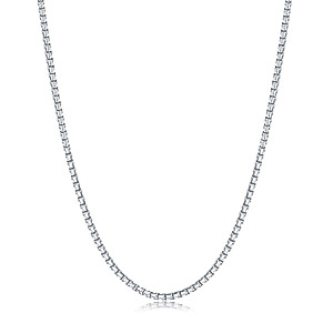 NYC Sterling Necklace Round Box Chain, Sterling Silver for Men and Women, Made in Italy (18")