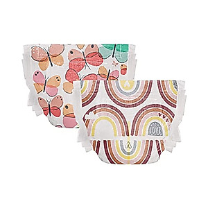 The Honest Company Clean Conscious Diapers | Plant-Based, Sustainable | Wingin' It + Catching Rainbows | Super Club Box, Size 5 (27+ lbs), 100 Count