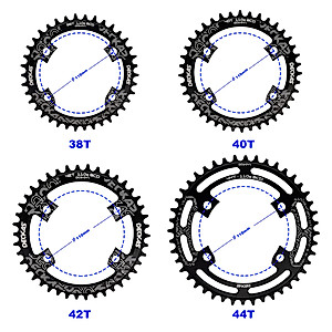 DECKAS Round Chainring 110BCD 4-Bolt 36T 38T 40T 42T 44T 46T 48T 50T 52T Narrow Wide Chainring for 7/8/9/10/11/12 - Speed (Black 40T)