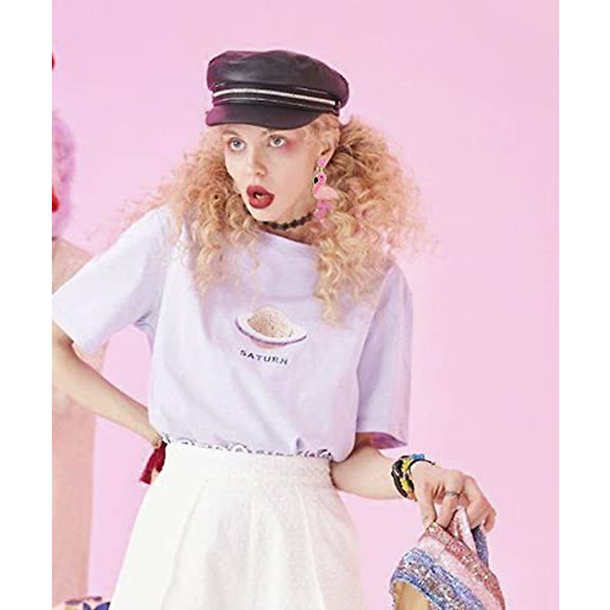 Beaded Flamingo Earrings for Women Handmade Boho Tropical Bird Earrings Statement Pink Animal Flamingo Drop Dangle Earrings Summer Beach Jewelry Gift