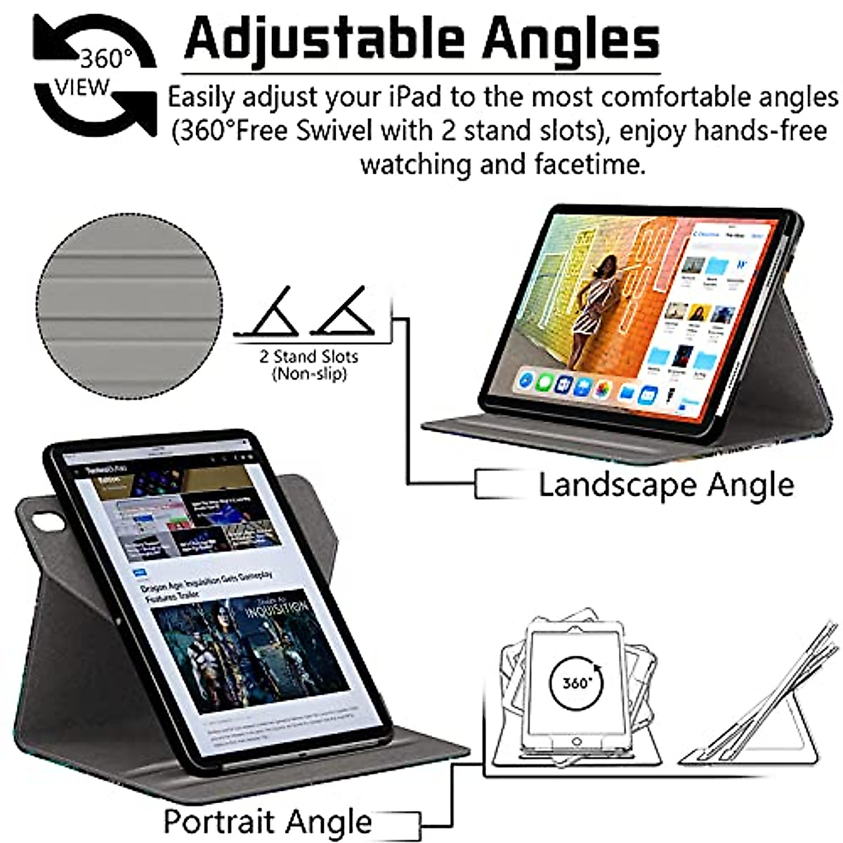 VORI iPad Air 5th/4th Generation 10.9 Inch 2022/2020 Case with 360 Rotating, Multi-Angle Viewing Folio Stand Cover with Pocket, Auto Sleep/Wake for iPad Air 4 & 5 case, Mandala Galaxy