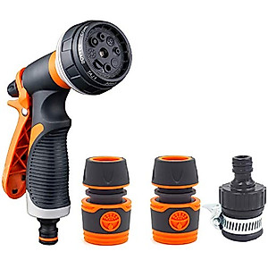 DOITOOL 1 Set of Garden Hose Nozzle Sprayer High Pressure Water Nozzle Heavy Duty Spray Nozzle with 8 Adjustable Watering Patterns for Plant Watering,Cleaning,Car Washing,Lawn and Garden (Universal)