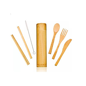Bamboo travel utensils set with case, Bamboo set utensils, bamboo travel utensil set, bamboo Fork, Knife, Spoon, Portable Utensils for Travel, Ecofriendly, Portable, Sustainable
