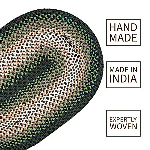 Super Area Rugs Oval 2' X 3' Green - Ivory Oval Braided Rug for Farmhouse Style Kitchens and Bathrooms