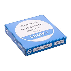 Supertek Filter Paper, Qualitative, Grade 1, 110 mm (Diameter) Pack of 100 Sheets