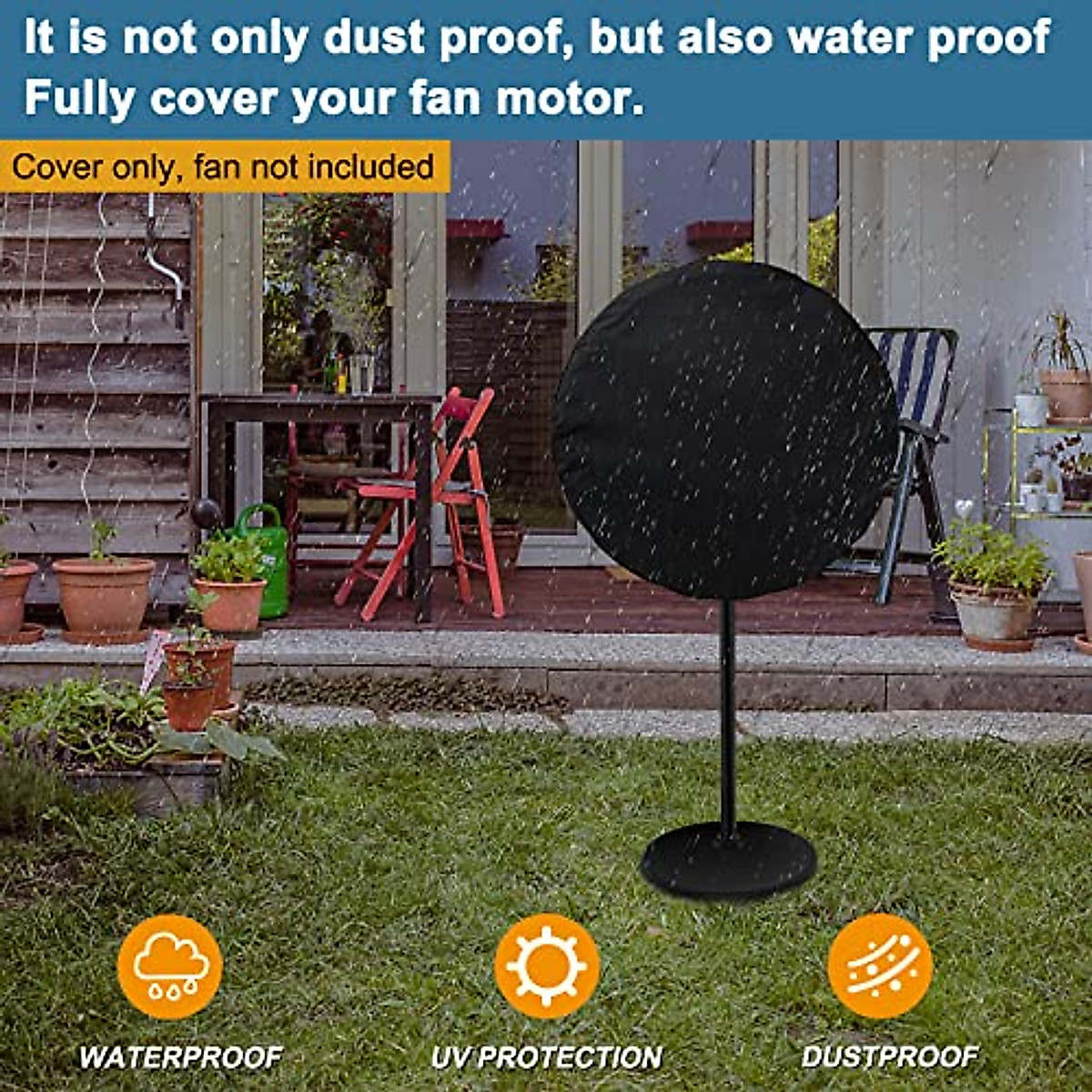 WHAIYIJIA Outdoor Fan Cover, Waterproof Dust Cover for 16-18" Standing Fan and Floor Fan, Compatible Pedestal Fan Cover for Indoor and Outdoor