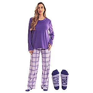 Just Love Womens Microfleece Pajama Pants Set with Socks 6734-10281-PUR-M