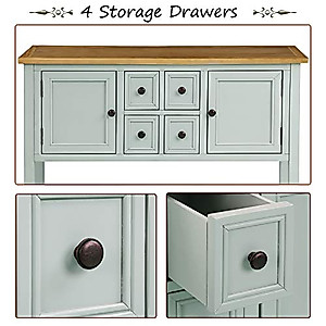 ZSQ Buffet Table, Cambridge Series Sideboard Table with Bottom Shelf, Console Table Dining Room Server, Entry Table Buffet Cabinet Sofa Table (Lime White)