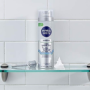Nivea Men Sensitive Skin & Stubble Shave Gel - Pack Of 3 With Beard Softener for Men - 7 Oz. Can, 21 Ounce
