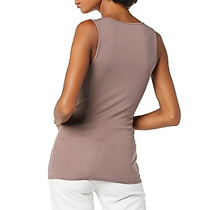 Amazon Essentials Women's Slim Fit Square Neck Tank, Pack of 2, Light Beige/Dark Taupe, Large
