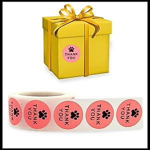 Aisatisforu Thank You Stickers Small Business 500 Pcs Per Roll 1 Inch Dog Paw Design Thank You Sticker Labels for Small Business Envelope Seals, Packaging Online Retailers Boutiques Shops