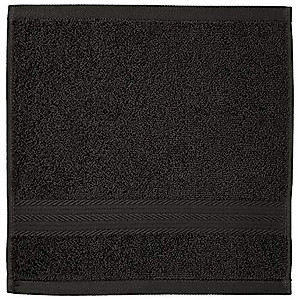 Amazon Basics Fade Resistant Cotton Washcloth, 12-Pack, 12" L x 12" W, Black
