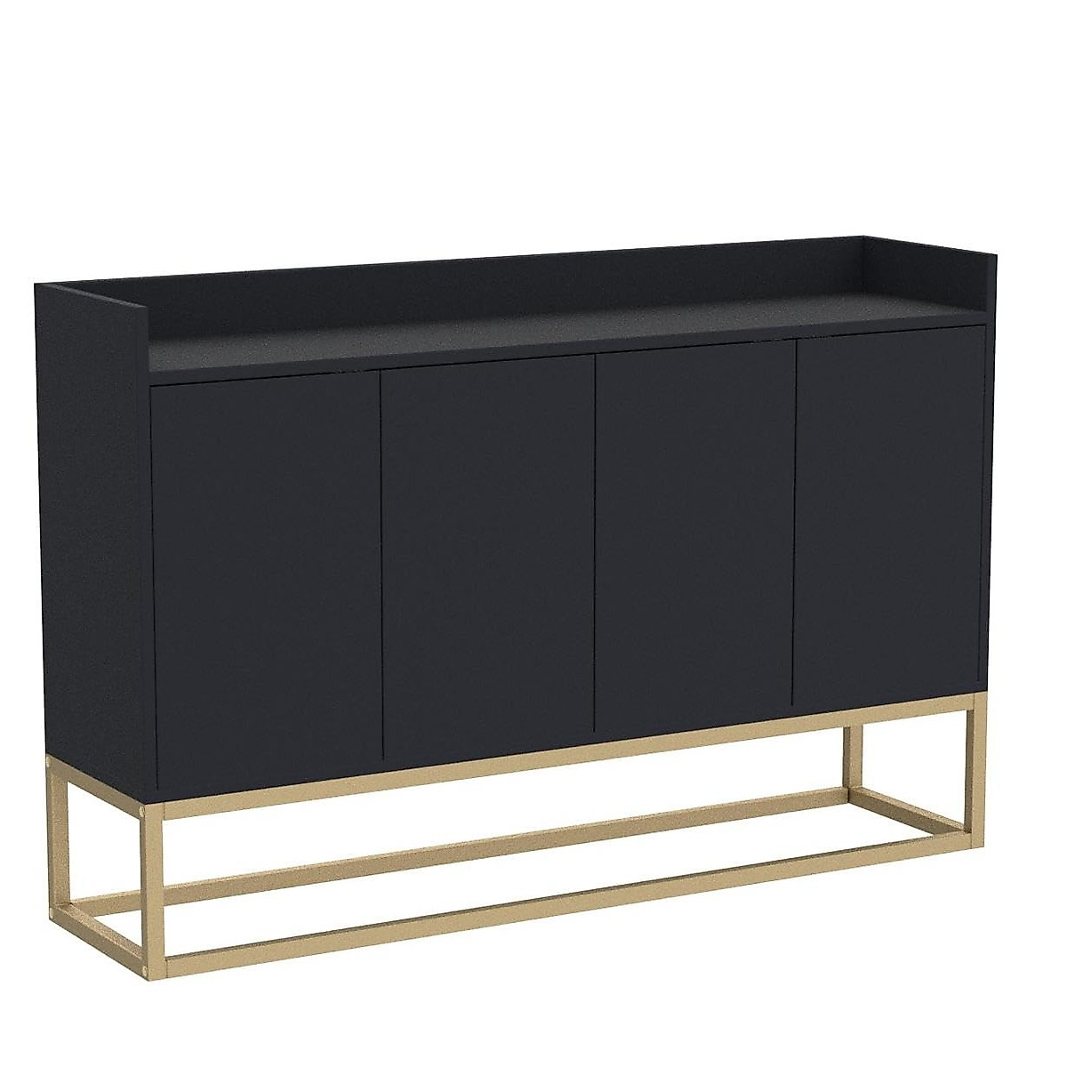 LUMISOL Modern Wood Kitchen Storage Sideboard Buffet Cabinet Console Table with Doors Wood Coffee Bar Cabinet with Shelves and Metal Base