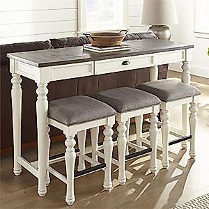 XPRESS WORLD Steve Silver Joanna Two-Tone Distressed Ivory and Mocha Wood 4-Piece Sofa Bar Set