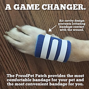 Proud Pet Patches A Better Dog Bandage for Wound Care, Cone Collar Alternative. Recovery Adherent Bandage for Dogs Leg. Cover & Help Licking of Hot Spots, Lick Granuloma, Stitches (Small)