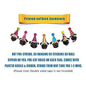 Pug Birthday Garland, Pug Dog Birthday Banner, Pug Bday Party Decoration for Pug Lovers