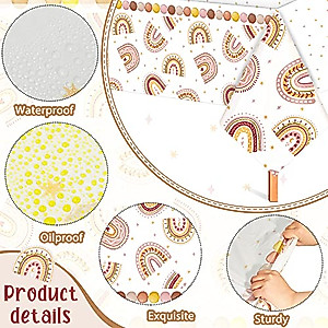 Boho Rainbow Tablecloths Boho Party Table Covers 86.6 x 51.2 Inches Boho Rainbow Party Decorations Bohemian Table Cover Plastic Table Cloth for Boho Birthday Party Baby Shower Decor Supplies (5 Pack)