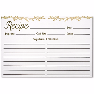 Dekali Designs Rustic Recipe Cards 4x6 Inches (50 Pack) Double Sided Index Cards with Cute Floral Design