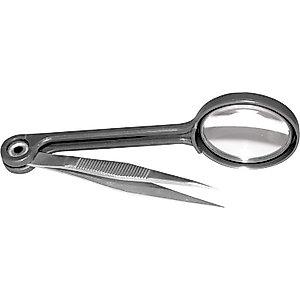 MedBlades 4" Splinter Tweezers Forceps w/Magnifying Glass for Ingrown Hair Removal Tick Removal Laboratory Scientific Tool EMS EMT First Aid Survival Medical Camping.