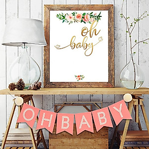 Oh Baby Felt Fabric Banner - Baby Girl Banner, Modern Baby Shower, Pregnancy Banner, Baby Announcement, Gender Reveal Party Supplies, Baby Shower Backdrop, Announcement of Pregnancy Baby Shower Party Decorations.