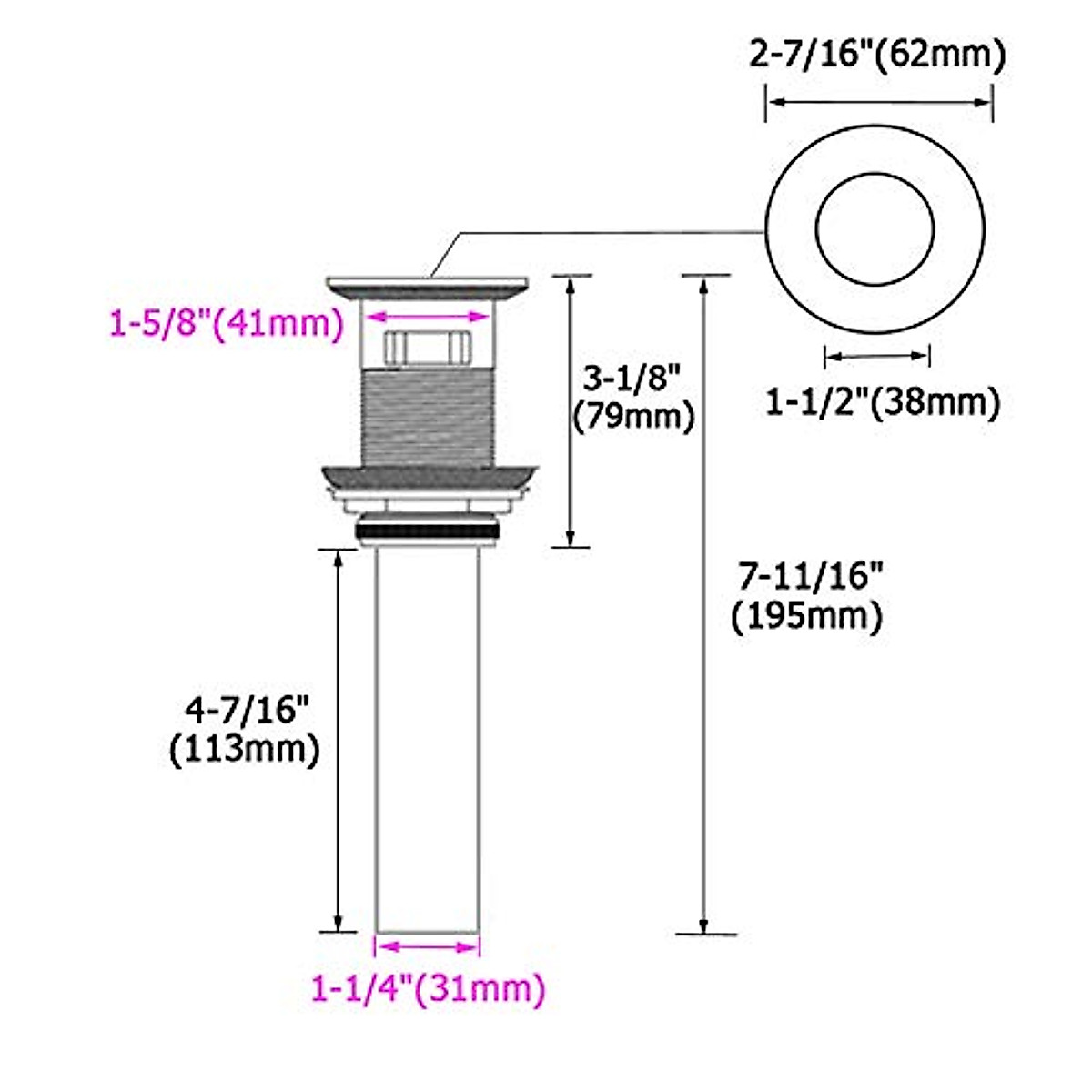 Bathroom Sink Drain Gold, Angle Simple Brass Pop Up Drain, Vanity Sink Stopper Drain Assembly, with Overflow