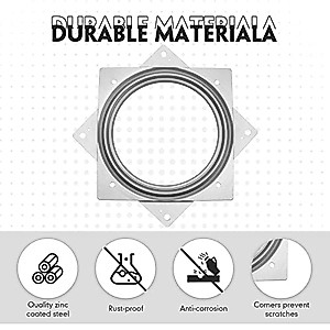 16 Pack Lazy Susan Hardware 6 Inch Turntable Bearing Square Rotating Swivel Plate 110 lbs Capacity 5/16 Inch Thick Lazy Susan for Serving Trays Kitchen Storage Rack Zinc Plated Steel Swivel Plate