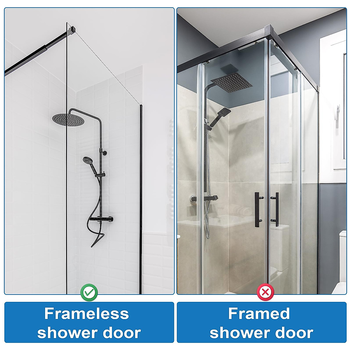 NQEUEPN 2pcs Shower Door Hooks, Frameless Glass Shower Door Towel Hooks 304 Stainless Steel No-Drill Over Door Shower Towel Hanger Rack for Bathroom Loofah Bathing Suits (Silver)