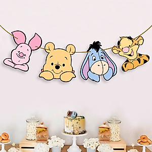 Winnie Banner for Baby shower Decorations The Pooh Birthday Banner Cute Winnie and Friends Party Supplies Winnie Theme Party Favor