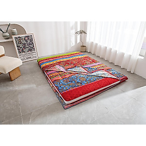 Heimorn Japanese Floor Mattress Futon Mattress, Thicken Sleeping Mattress Foldable & Portable Roll up Camping Mattress, Bohemia Yellow Twin