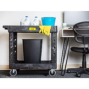 550lb Capacity Heavy Duty Plastic Utility Cart 34-1/2" L x 16-3/4" W with Handle 2 Shelves Pake Handling Tools