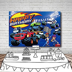 Blaze and The Monster Machines Season Photo Backdrops Monster Machines Photography Background Boys Kids Happy Birthday Party Cake Table Decoration 7x5ft
