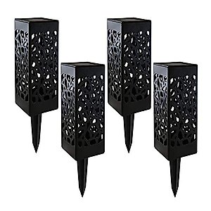 Lumabase Solar Powered Pathway/Tabletop Lights, Black, Set of 4, 63504