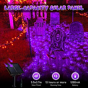 JMEXSUSS Purple Solar Halloween Lights Outdoor, 320 LED 9.8ft x 6.6ft Solar Net Lights Outdoor Waterproof, Purple Solar Lights with 8 Modes Remote for Halloween Decorations