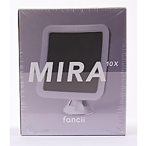 Fancii 10X Magnifying Lighted Makeup Mirror - Daylight LED Vanity Mirror - Compact, Cordless, Locking Suction, 6.5" Wide, 360 Rotation, Portable Illuminated Bathroom Mirror (Square)