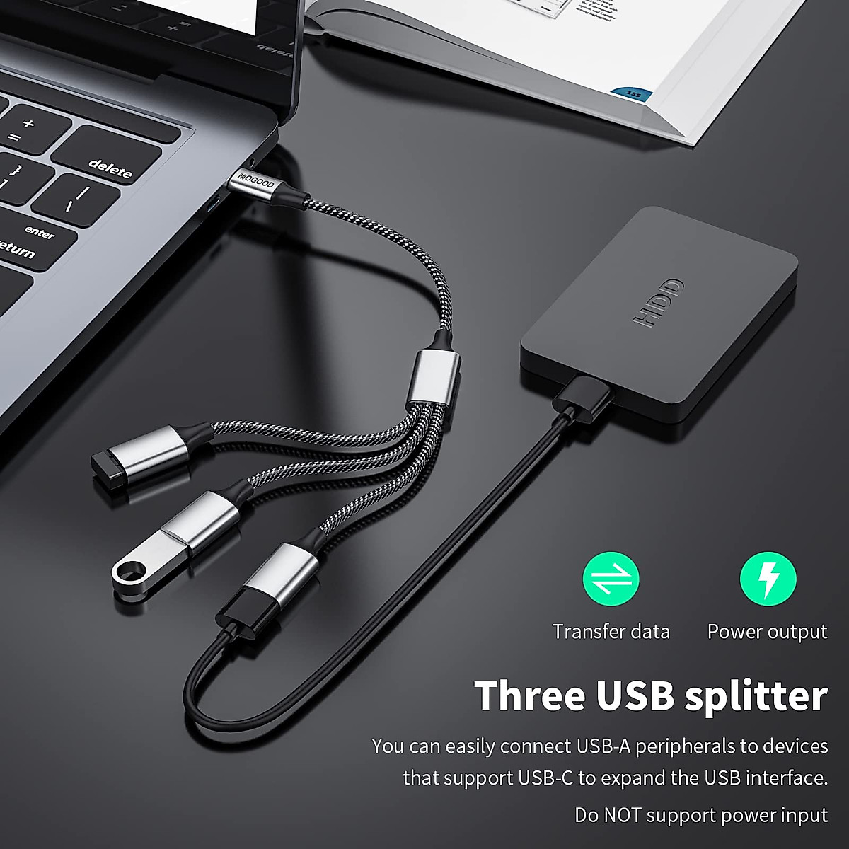 USB C Male to Three USB Female Cable,USB c Splitter to USB USB c Splitter Audio and Charging Type C to 3 Type A 2.0 Port Splitter Multi Hub for MacBook,iPad Pro Air,Microsoft Surface Go,PC,Laptop