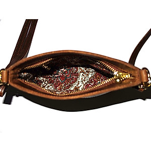 Cords Craft Leather Crossbody Bag for Women, Hand Tooled, Women's Crossbody Handbags, Western Bag for Women, Brown