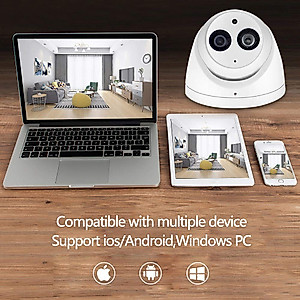 6MP Security PoE IP Camera, Outdoor UltraHD Dome Camera with Built-in Mic, 165ft IR Night Vision, Smart H-2-6-5, IP67 Weatherproof, WDR, 3D DNR(2.8mm)