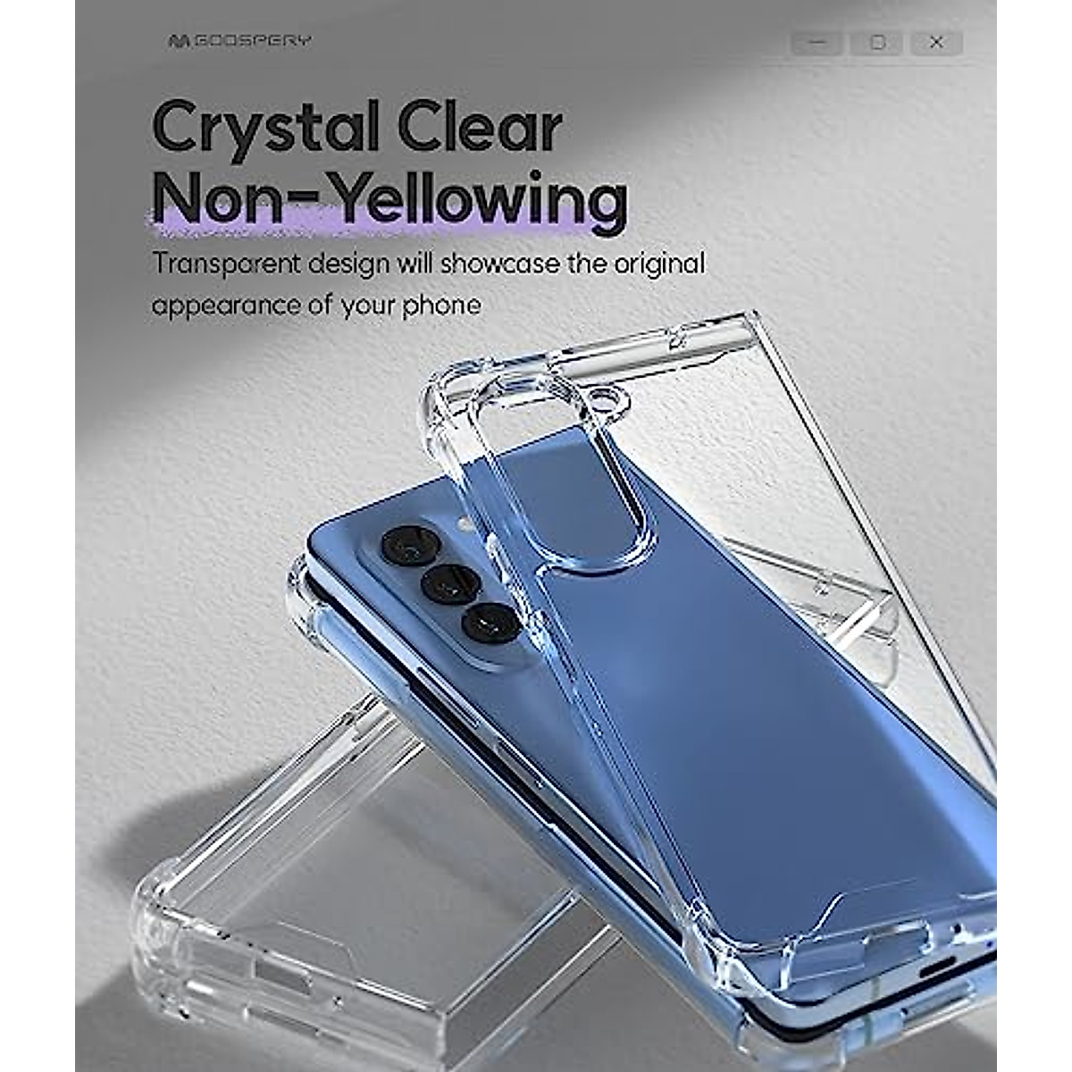 GOOSPERY Crystal Clear Bumper Case Compatible with Galaxy Z Fold 5, Ultimate Slim Pocket Friendly Thin Design Super Real Crystal Clear Transparent Lightweight Hard PC Back Cover - Clear
