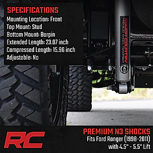 Rough Country 4.5-5.5" N3 Front Shocks for 98-11 Ford Ranger - 23211_A
