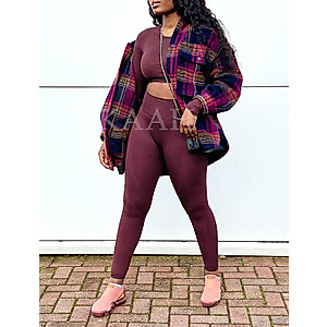 NAKAAH Workout Sets for Women Seamless High Waist Cute Crop Tops Yoga Two Piece Outfits for Women Sun Dried Tomato L