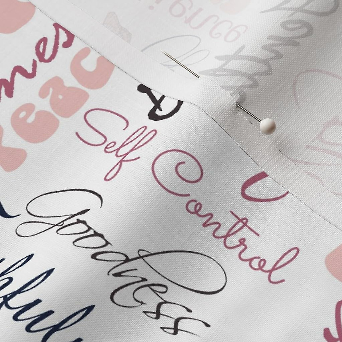 Spoonflower Fabric - Fruit Butterflies Pink White Christian Love Peace Butterfly Scripture Printed on Petal Signature Cotton Fabric by The Yard - Sewing Quilting Apparel Crafts Decor