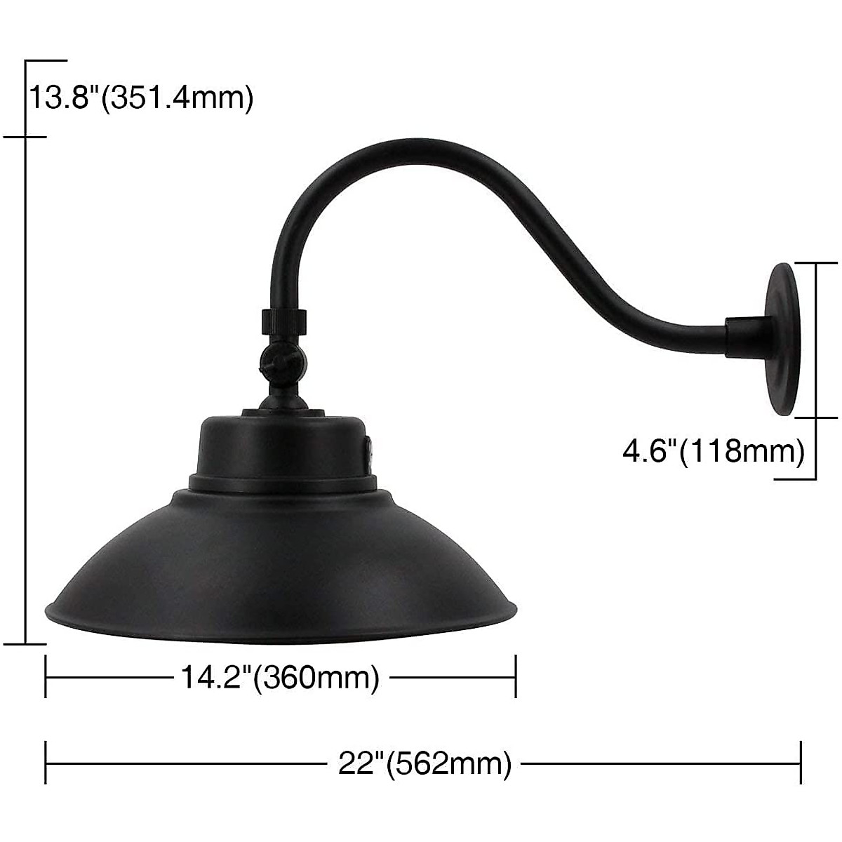 14in.Outdoor Gooseneck Barn Light,42W 4200lm Exterior LED Light Fixture with Wall Mount for Patio,Photocell Included,Black Industrial Porch Light Fixture for Farm,Entryway,Garage-3000K Warmlight-2Pack