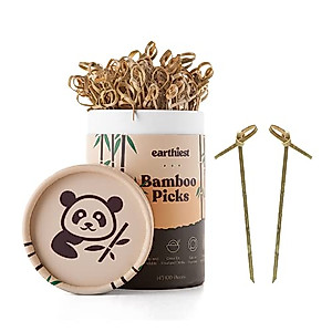 Cocktail Picks - Bamboo Skewers - Toothpicks For Appetizers-4 inch Wooden Skewers (100 Pack) - Party Toothpick for Appetizer and Cocktail Drinks.