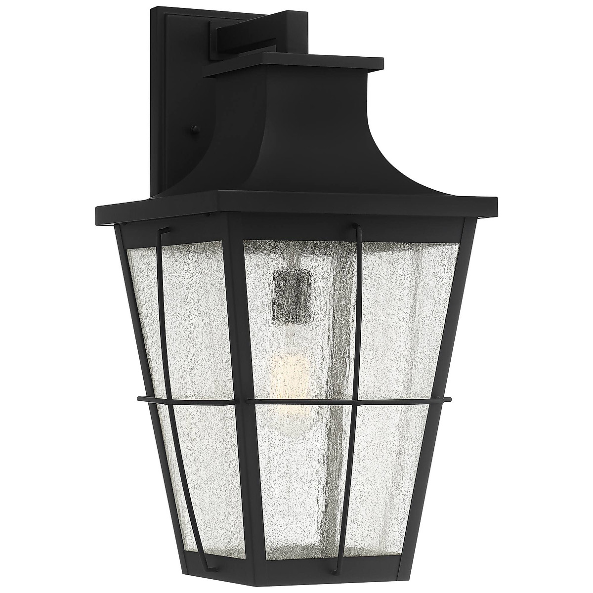 Phia Modern Industrial Outdoor Wall Light Fixture Rich Black Metal 23 1/4" Clear Seeded Glass for Exterior House Porch Patio Outside Deck Garage Yard Front Door Garden Home - John Timberland