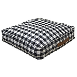 JN Better Homes & Gardens Yarn Dyed Floor Cushion - 24 inchesx24 inchesx5 inches - Black and White Gingham
